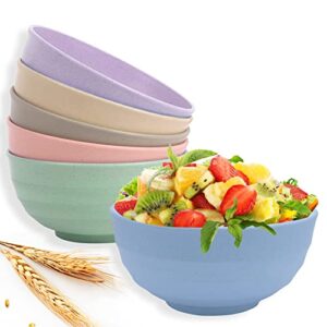 numkey 60 oz [set of 6] large cereal bowls, wheat straw bowls, salad bowls, soup bowls, unbreakable oversized bowl dishwasher & microwave safe bpa free cereal bowls for kitchen (multicolor)