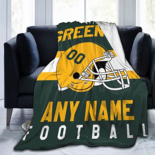 SEAGGS Custom Football City Blanket Personalized Decor Fans Throw Blanket Printed Add Any Name & Number Gift for Men Women Youth