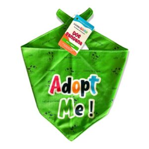 giving paws - adopt me dog bandana - puppy bandanas with sweet sayings and eye-catching solid colors - giving back to pets in need - green bandanas for dogs - large/x-large