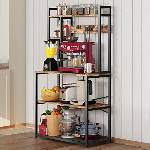 ciecie Bakers Rack with 3 Power Outlets, 30 Inch for Microwave Stand Kitchens with Storage, Heavy Duty Kitchen Shelves with Plugs, Microwave Oven Stand, Kitchen Rack, Kitchen Stand, Coffee Bar