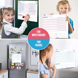 Lilymeche Concept - Magnetic Chore Chart 2 Pcs Dry Erase Behavior Charts, 1 Whiteboard & 5 Magnetic Markers, Reward Chart for Adults & Kids for School, Home and Office, Daily Planner Schedule Board.