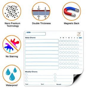 Lilymeche Concept - Magnetic Chore Chart 2 Pcs Dry Erase Behavior Charts, 1 Whiteboard & 5 Magnetic Markers, Reward Chart for Adults & Kids for School, Home and Office, Daily Planner Schedule Board.