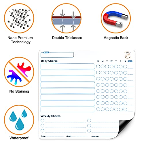 Lilymeche Concept - Magnetic Chore Chart 2 Pcs Dry Erase Behavior Charts, 1 Whiteboard & 5 Magnetic Markers, Reward Chart for Adults & Kids for School, Home and Office, Daily Planner Schedule Board.