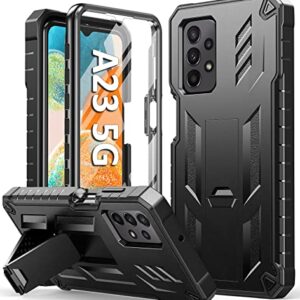 FNTCASE for Samsung Galaxy A23 5G Case: Heavy Duty Rugged Military Grade Shockproof TPU Full Protective Shell with Kickstand Durable A23 4G LTE Phonecase Cell Phone Cover Black