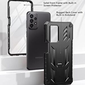 FNTCASE for Samsung Galaxy A23 5G Case: Heavy Duty Rugged Military Grade Shockproof TPU Full Protective Shell with Kickstand Durable A23 4G LTE Phonecase Cell Phone Cover Black