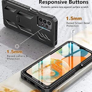 FNTCASE for Samsung Galaxy A23 5G Case: Heavy Duty Rugged Military Grade Shockproof TPU Full Protective Shell with Kickstand Durable A23 4G LTE Phonecase Cell Phone Cover Black