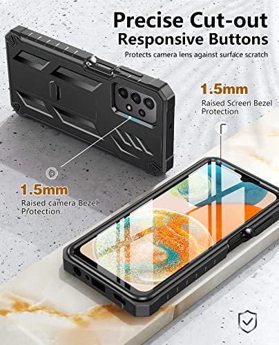 FNTCASE for Samsung Galaxy A23 5G Case: Heavy Duty Rugged Military Grade Shockproof TPU Full Protective Shell with Kickstand Durable A23 4G LTE Phonecase Cell Phone Cover Black