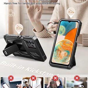 FNTCASE for Samsung Galaxy A23 5G Case: Heavy Duty Rugged Military Grade Shockproof TPU Full Protective Shell with Kickstand Durable A23 4G LTE Phonecase Cell Phone Cover Black