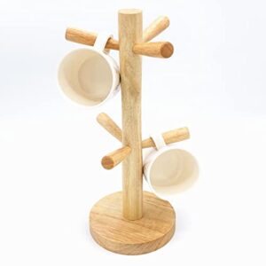 mug holder tree, bamboo mug tree stand, countertop mug tree, coffee cup stand for countertop, coffee cup holder with 6 hooks