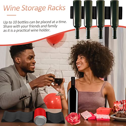 Cabilock Silicone Wine Bottle Stacker Folding Cola Red Wine Holder Stand Beer Can Display Mat Easy Stacker Storage Rack for Kitchen Cabinet Fridge (Black)