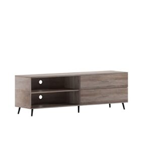 Flash Furniture Nelson Mid Century Modern TV Stand for up to 60" TV's - Walnut Finish - 65" Wide - Adjustable Shelf - 2 Storage Drawers