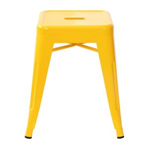 Flash Furniture Metal Dining Table Height Stool - Backless Yellow Kai Commercial Grade Stool - 18 Inch Stackable Dining Chair - Set of 4