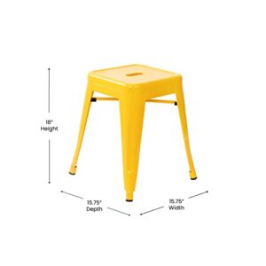 Flash Furniture Metal Dining Table Height Stool - Backless Yellow Kai Commercial Grade Stool - 18 Inch Stackable Dining Chair - Set of 4