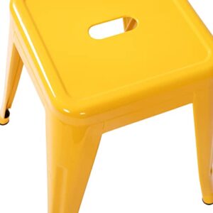 Flash Furniture Metal Dining Table Height Stool - Backless Yellow Kai Commercial Grade Stool - 18 Inch Stackable Dining Chair - Set of 4