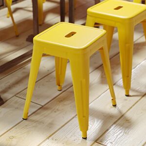 Flash Furniture Metal Dining Table Height Stool - Backless Yellow Kai Commercial Grade Stool - 18 Inch Stackable Dining Chair - Set of 4