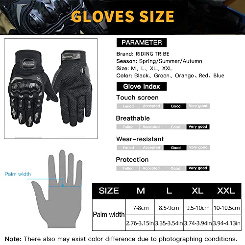 Riding Tribe Motorcycle Gloves for Men and Women, Full Finger Touchscreen Motorbike Gloves for BMX ATV MTB Riding,Road Racing,Cycling,Motocross (Red, X-Large)