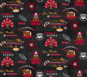 university of georgia cotton fabric by sykel-licensed georgia bulldogs turkey bowl cotton fabric