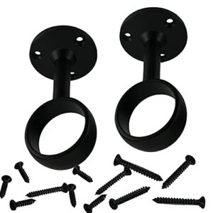 desunia die-cast mid hanger for black round closet rod | 32mm diameter | 2 pack