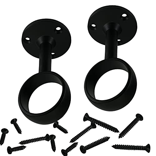 Desunia Die-Cast Mid Hanger for Black Round Closet Rod | 32mm Diameter | 2 Pack