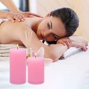 3 Pack 3×6 Inch Pink Pillar Candles for Romantic Valentine's Day, Unscented Column Candles for Home Restaurants Spa Church Weddings, Smokeless Dripless and Clean Burning Emergency Candle