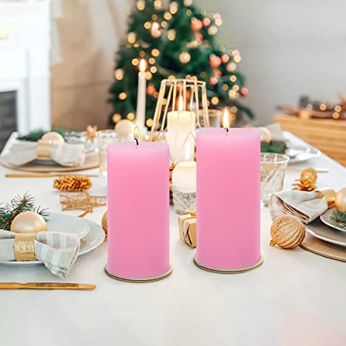 3 Pack 3×6 Inch Pink Pillar Candles for Romantic Valentine's Day, Unscented Column Candles for Home Restaurants Spa Church Weddings, Smokeless Dripless and Clean Burning Emergency Candle