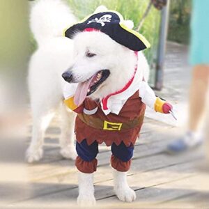 Pet Dog Cat Halloween Pirate Costume with Hat Cape Halloween Costumes for Cats Small Dogs Outfit Cosplay Party Dressing up Apparel (Small)