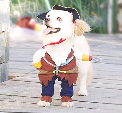 Pet Dog Cat Halloween Pirate Costume with Hat Cape Halloween Costumes for Cats Small Dogs Outfit Cosplay Party Dressing up Apparel (Small)