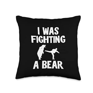 feel better get well soon gifts for women men kids i was fighting a bear after surgery recovery leg broken arm throw pillow, 16x16, multicolor