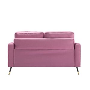 EMKK 56.5” Square Arm Loveseat 2 Seater Upholstered, Mid Century Modern Decor Love Seat Couch Living Room Furniture,Pink