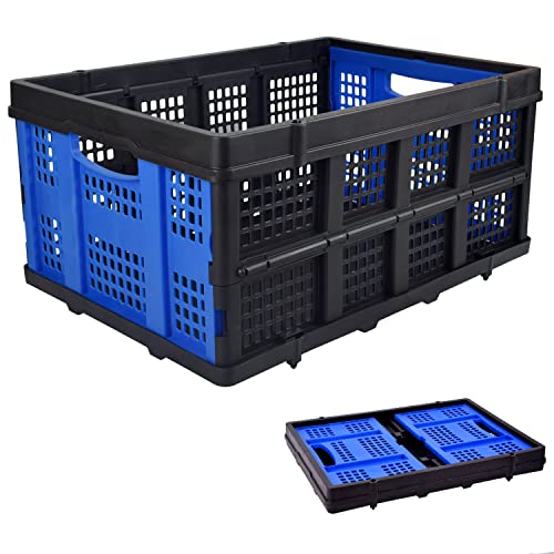 49L Collapsible Plastic Storage Basket, Foldable Storage Bin Organizer, Stackable Folding Crate for Farm Home Office(1 Pack)