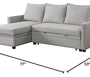 Devion Furniture Andy Sectional Sleeper Sofa Bed, Light Gray