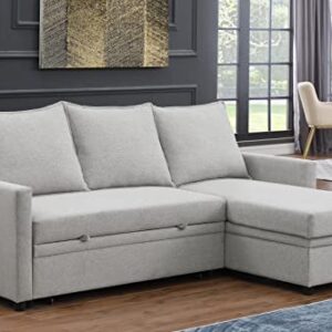 Devion Furniture Andy Sectional Sleeper Sofa Bed, Light Gray