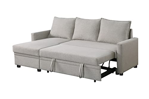 Devion Furniture Andy Sectional Sleeper Sofa Bed, Light Gray