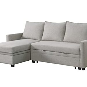 Devion Furniture Andy Sectional Sleeper Sofa Bed, Light Gray