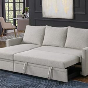 Devion Furniture Andy Sectional Sleeper Sofa Bed, Light Gray