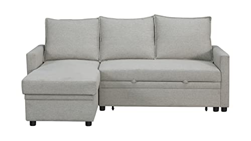 Devion Furniture Andy Sectional Sleeper Sofa Bed, Light Gray