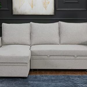 Devion Furniture Andy Sectional Sleeper Sofa Bed, Light Gray