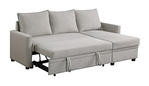 Devion Furniture Andy Sectional Sleeper Sofa Bed, Light Gray