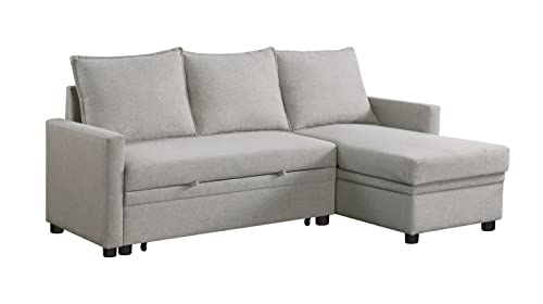 Devion Furniture Andy Sectional Sleeper Sofa Bed, Light Gray