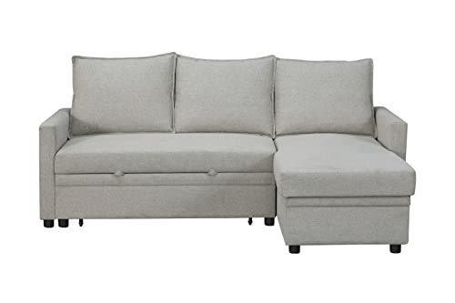 Devion Furniture Andy Sectional Sleeper Sofa Bed, Light Gray