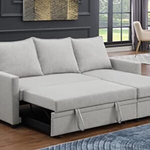 Devion Furniture Andy Sectional Sleeper Sofa Bed, Light Gray