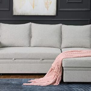 Devion Furniture Andy Sectional Sleeper Sofa Bed, Light Gray