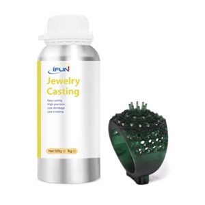 ifun 3d printer castable resin- burns out cleanly- high precsion fast curing jewelry casting resin- 405nm lcd uv-curing photopolymer resin for lcd 3d printer- dark green 500g