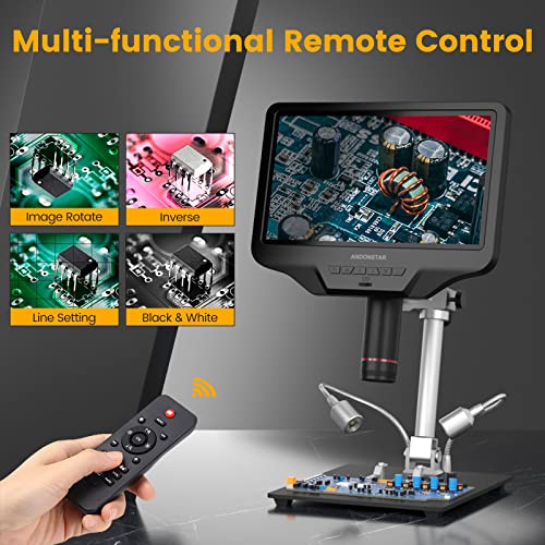 Andonstar AD409-Pro 10.1'' LCD Digital Microscope, HDMI Soldering Microscope Pro Metal Stand, USB Electronic Microscope Inspection Camera for Circuit Board Phone Repair Measure Software Windows PC