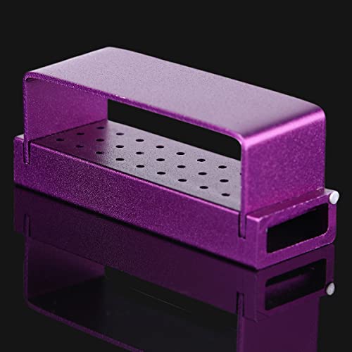 2Pcs 30 Holes Dental Burs Holder Block Case Dental Autoclavable Burs Holder Aluminium Purple