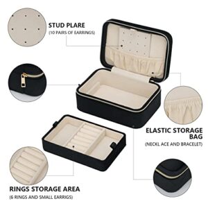 ATAIMEISEN Travel Jewelry Organizer Boxes Small Jewelry Box Portable Organizer Boxes 2 Layer Travel Jewelry Case Travel Mini Storage Organizer Box with Zipper for Gift Opinion/black