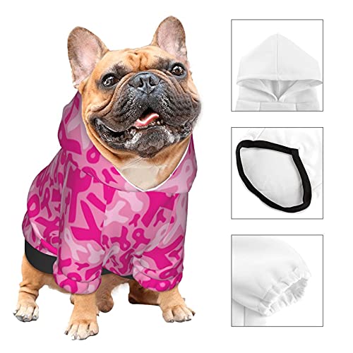 Small Pet Sweaters with Hat Breast Cancer Ribbons Cat Puppy Hoodie Pet Hooded Coat X-Small