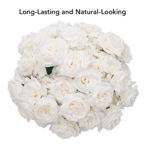 Softflame Artificial/Fake/Faux Flowers - Rose Bunch White Color, Pack of 6, Totally 42 Heads, for Wedding, Home, Party, Restaurant