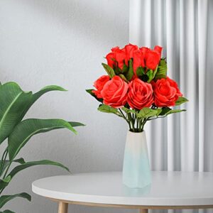 Softflame Artificial/Fake/Faux Flowers - Roses with 2 Blooms Red 10PCS for Wedding, Home, Party, Restaurant