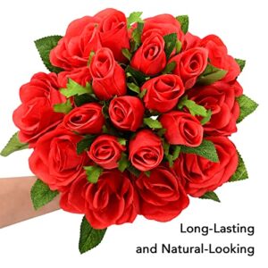 Softflame Artificial/Fake/Faux Flowers - Roses with 2 Blooms Red 10PCS for Wedding, Home, Party, Restaurant